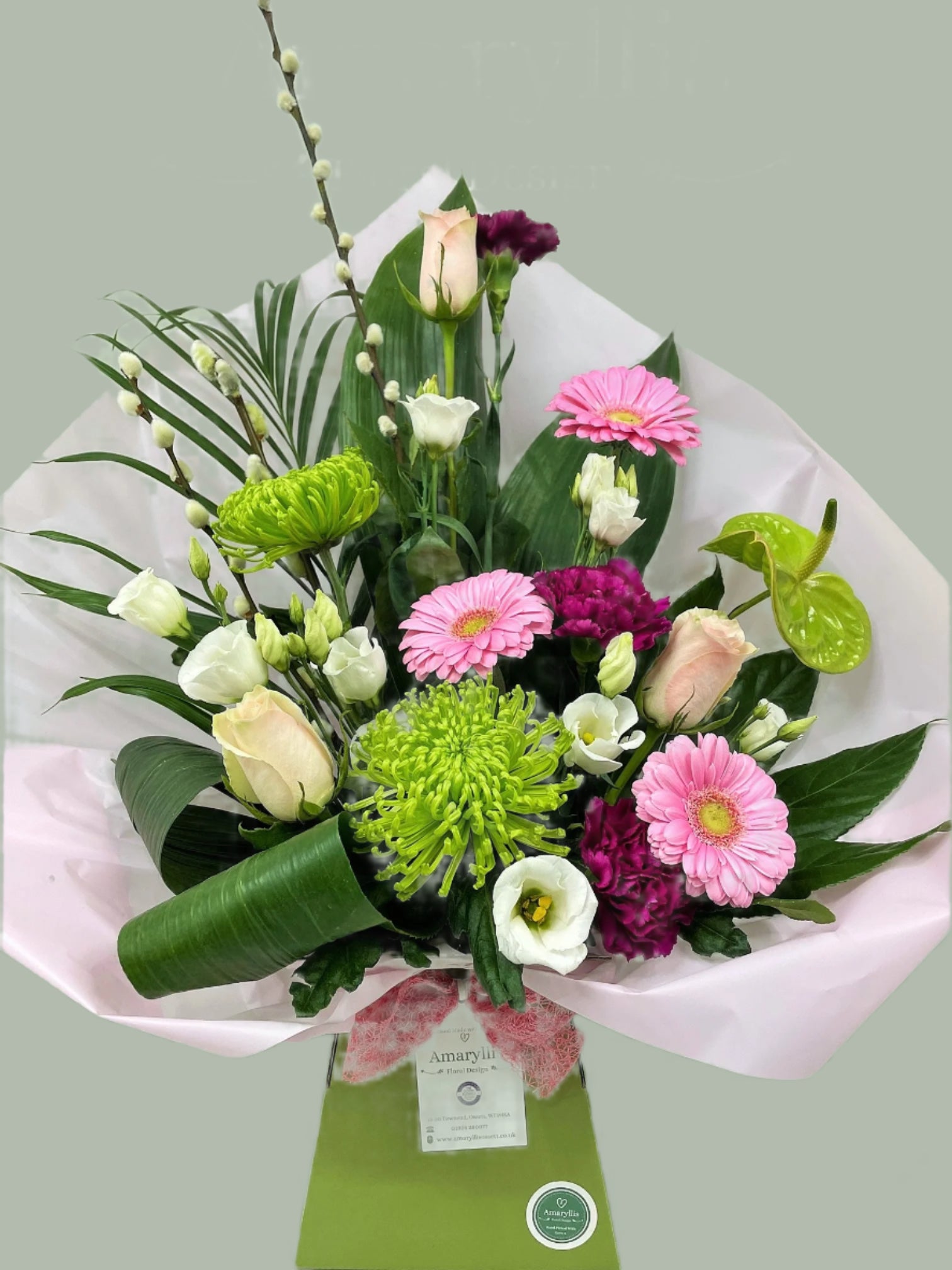 Modern Pastels Front Facing Arrangement-From – Amaryllis Floral Design