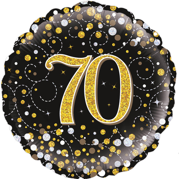 70th Birthday Balloon Black and Gold – Amaryllis Floral Design